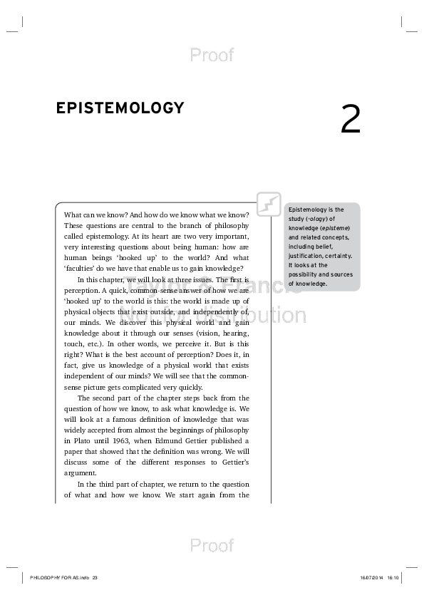 Pdf Chp 2 Epistemology Perception