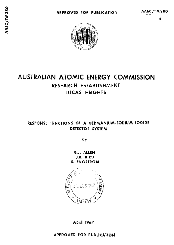 (PDF) Response functions of a germanium-sodium iodide detector system