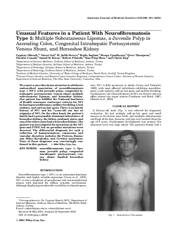 (PDF) Unusual features in a patient with neurofibromatosis type 1 ...