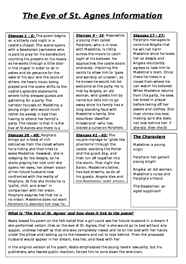 (DOC) The eve of st agnes info | L is for Loser - Academia.edu