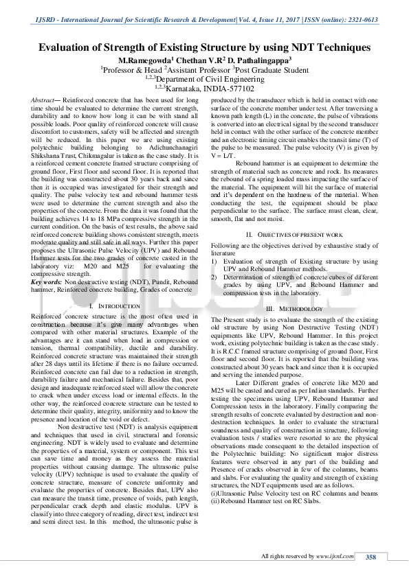 (PDF) Evaluation of Strength of Existing Structure by using NDT Techniques