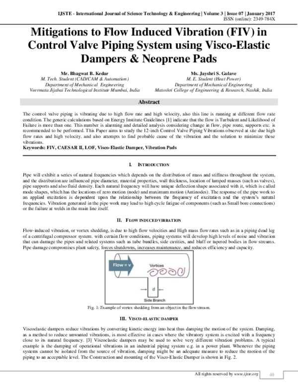 (PDF) Mitigations to Flow Induced Vibration (FIV) in Control Valve ...