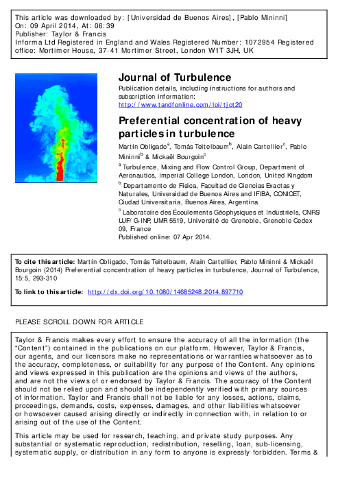 (PDF) Preferential concentration of heavy particles in turbulence