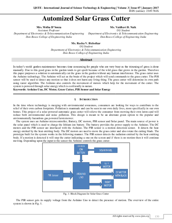 (PDF) Automized Solar Grass Cutter