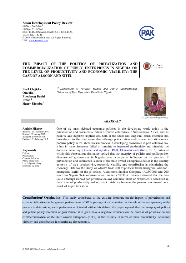 (PDF) THE IMPACT OF THE POLITICS OF PRIVATIZATION AND COMMERCIALIZATION OF PUBLIC ENTERPRISES IN ...