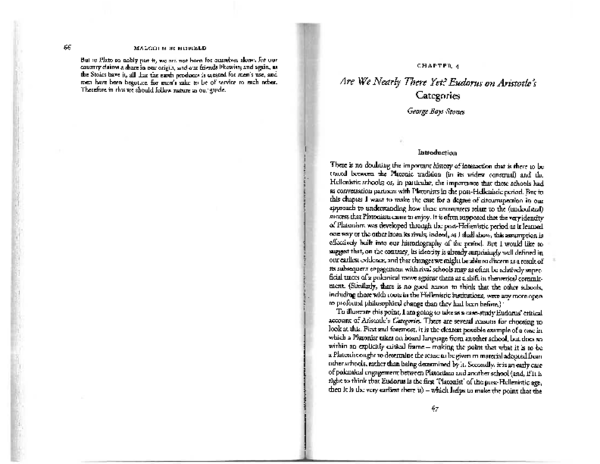 (PDF) Are We Nearly There Yet? Eudorus on Aristotle's Categories
