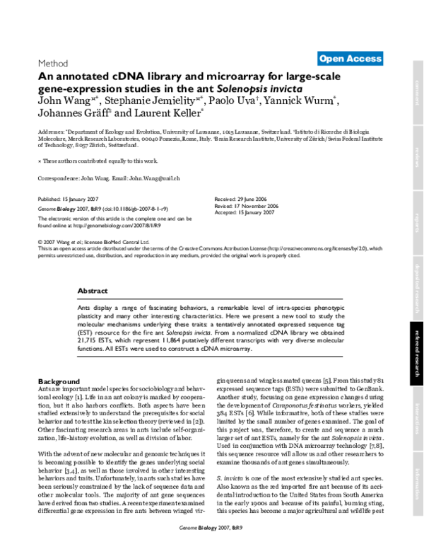 Pdf An Annotated Cdna Library And Microarray For Large Scale Gene