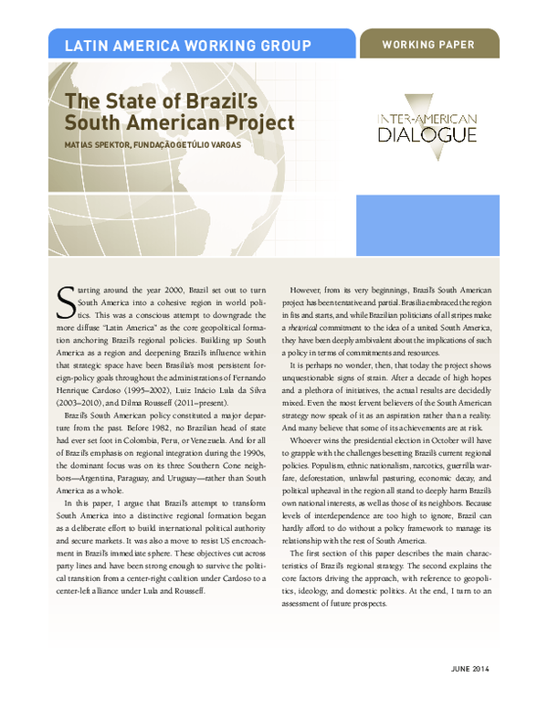 (PDF) The State of Brazil's South American Project