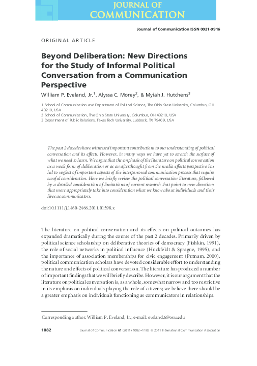 (PDF) Beyond Deliberation: New Directions for the Study of Informal ...