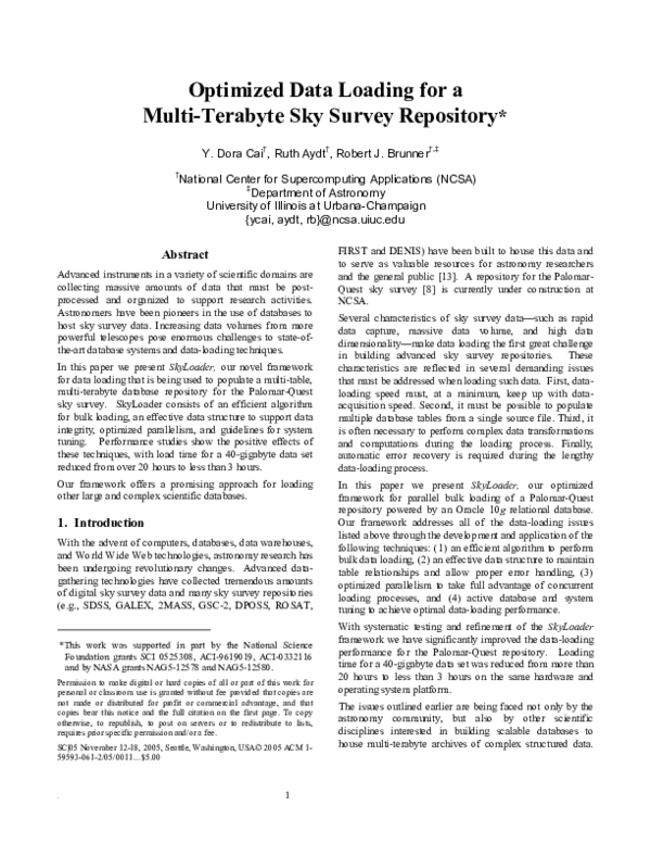 Pdf Optimized Data Loading For A Multi Terabyte Sky Survey Repository
