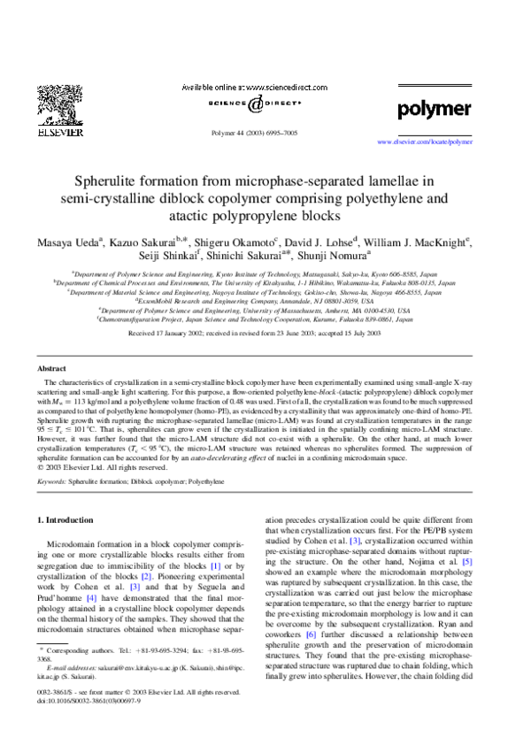 (PDF) Spherulite formation from microphase-separated lamellae in semi ...