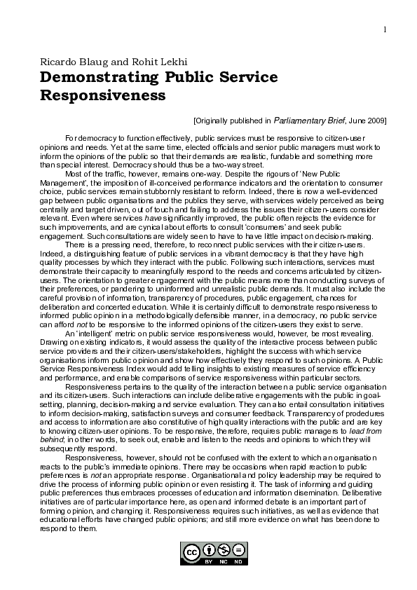 (PDF) Demonstrating public service responsiveness