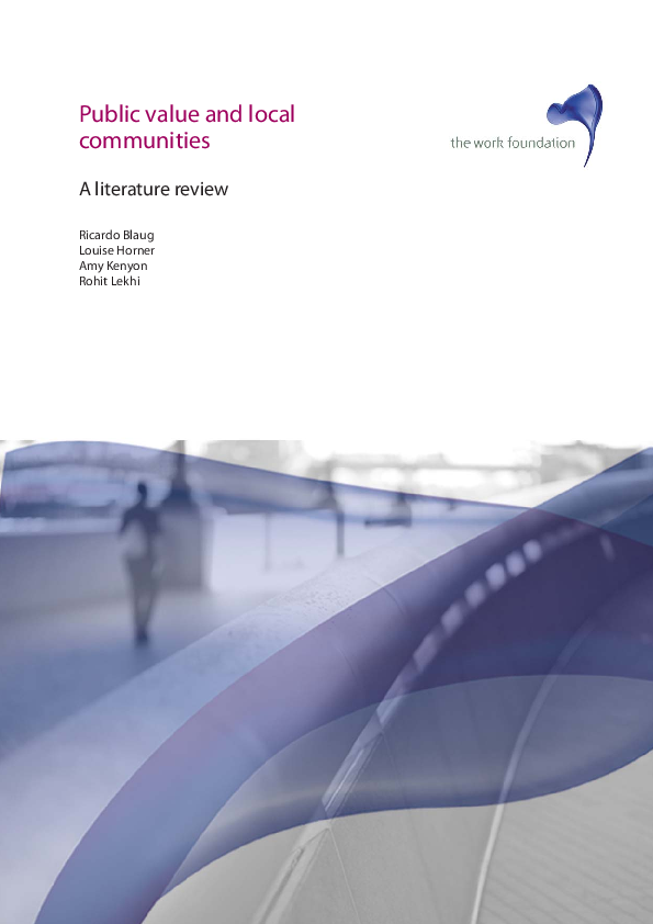 (PDF) Public value and local communities: a literature review