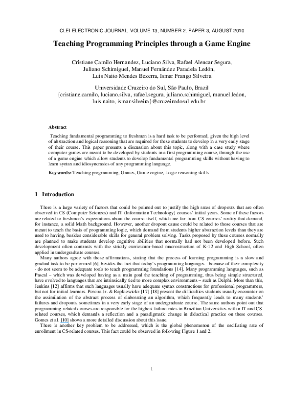 (PDF) Teaching Programming Principles through a Game Engine