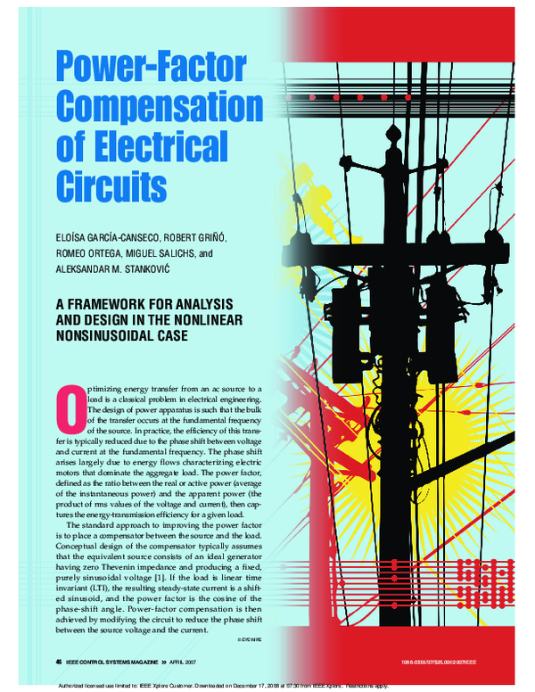 (PDF) Power-factor compensation of electrical circuits. A framework for analysis and design in ...