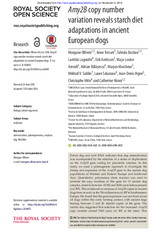 (PDF) Amy2B copy number variation reveals starch diet adaptations in ...