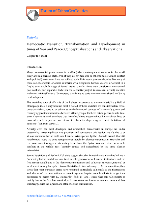 (PDF) Democratic Transition, Transformation and Development in times of ...