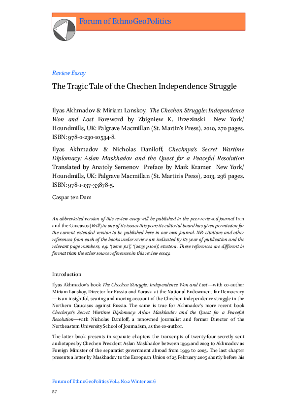 (PDF) The Tragic Tale of the Chechen Independence Struggle