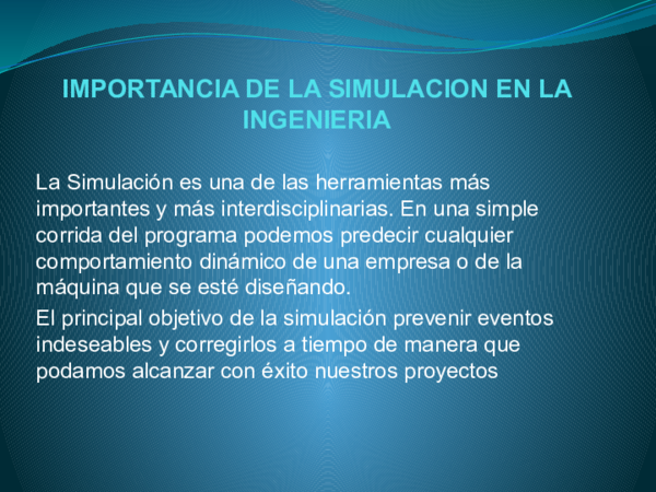 (PPT) IMPORTANCIA DE LA SIMULACION EN LA INGENIERIA