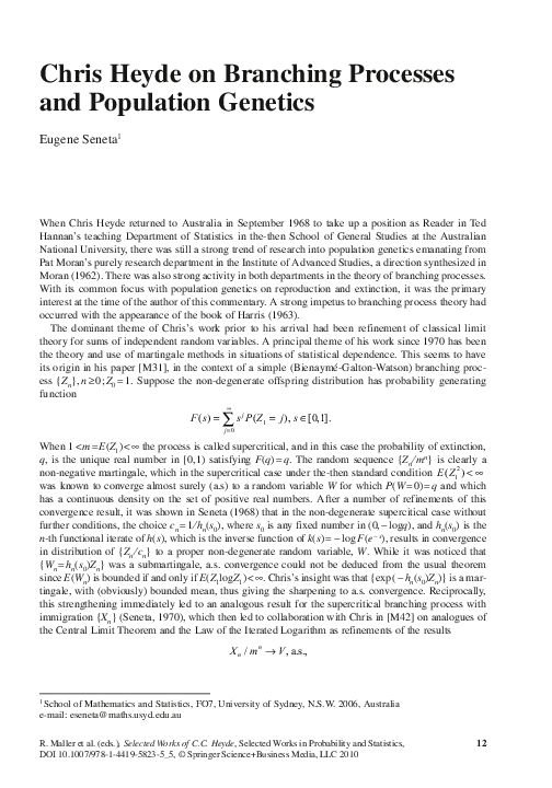 (PDF) Chris Heyde on Branching Processes and Population Genetics