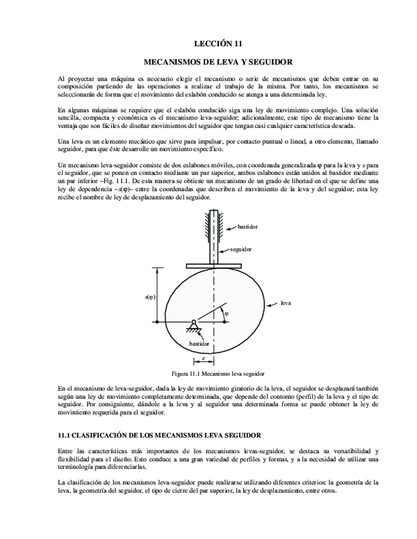 Pdf Lección 11 Mecanismos De Leva Y Seguidor