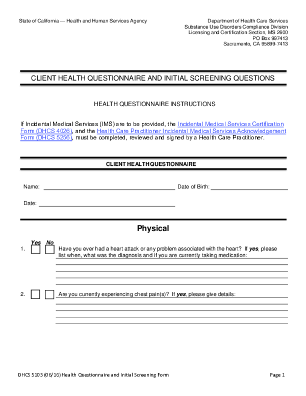 (PDF) CLIENT HEALTH QUESTIONNAIRE AND INITIAL SCREENING QUESTIONS