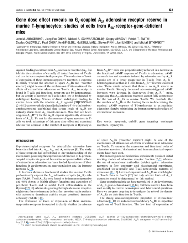 (PDF) Gene dose effect reveals no Gs-coupled A2A adenosine receptor ...