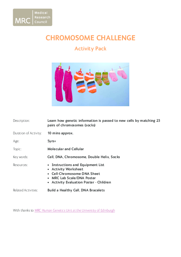 (PDF) CHROMOSOME CHALLENGE Activity Pack Instructions and Equipment ...