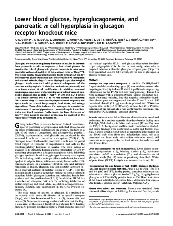 (PDF) Lower blood glucose, hyperglucagonemia, and pancreatic cell ...