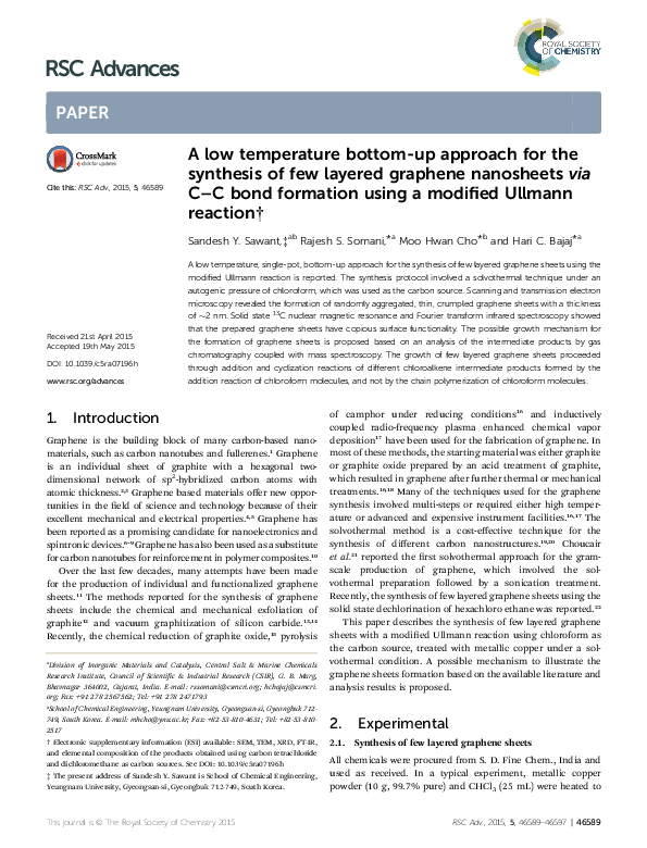 (PDF) A low temperature bottom-up approach for the synthesis of few layered graphene nanosheets ...
