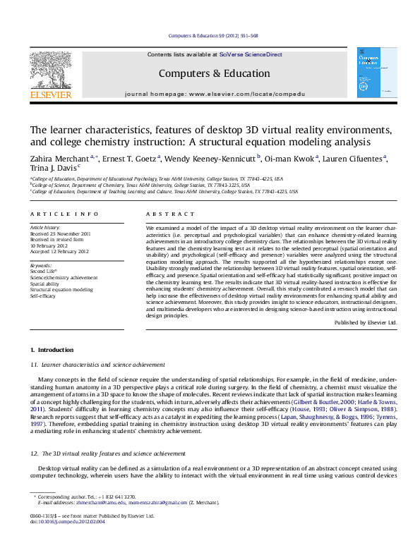 (PDF) The learner characteristics, features of desktop 3D virtual ...