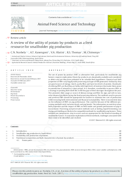 (PDF) ARTICLE IN PRESS G Model Animal Feed Science and Technology A ...