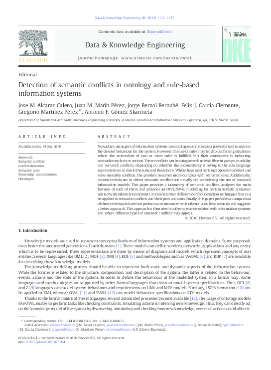 Pdf Detection Of Semantic Conflicts In Ontology And Rule Based Information Systems