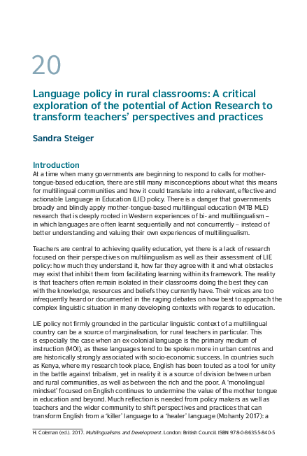 (PDF) Language policy in rural classrooms: A critical exploration of ...