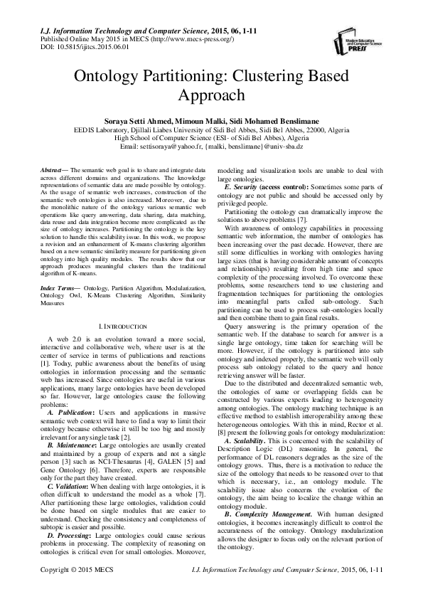 (PDF) Ontology Partitioning: Clustering Based Approach