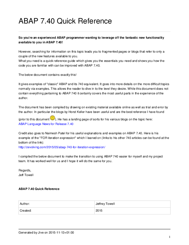 (PDF) ABAP 740 Quickreference (PDF) ABAP 740 Quickreference