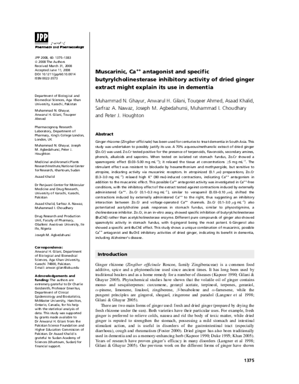 (PDF) Ginger Extract's Role in Dementia Treatment