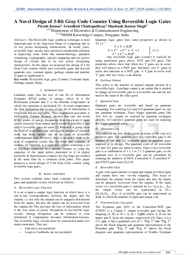 (PDF) A Novel Design of 3-Bit Gray Code Counter Using Reversible Logic ...