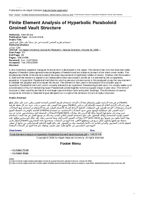 (PDF) Finite Element Analysis of Hyperbolic Paraboloid Groined Vault Structure يوتلم وبق لكش ىلع ...