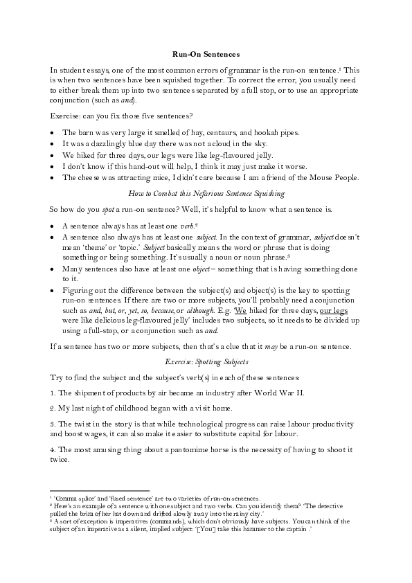 (PDF) Run-On Sentences