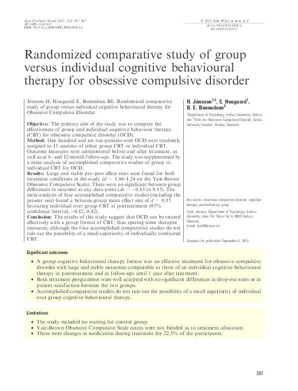 (PDF) Randomized comparative study of group versus individual cognitive ...