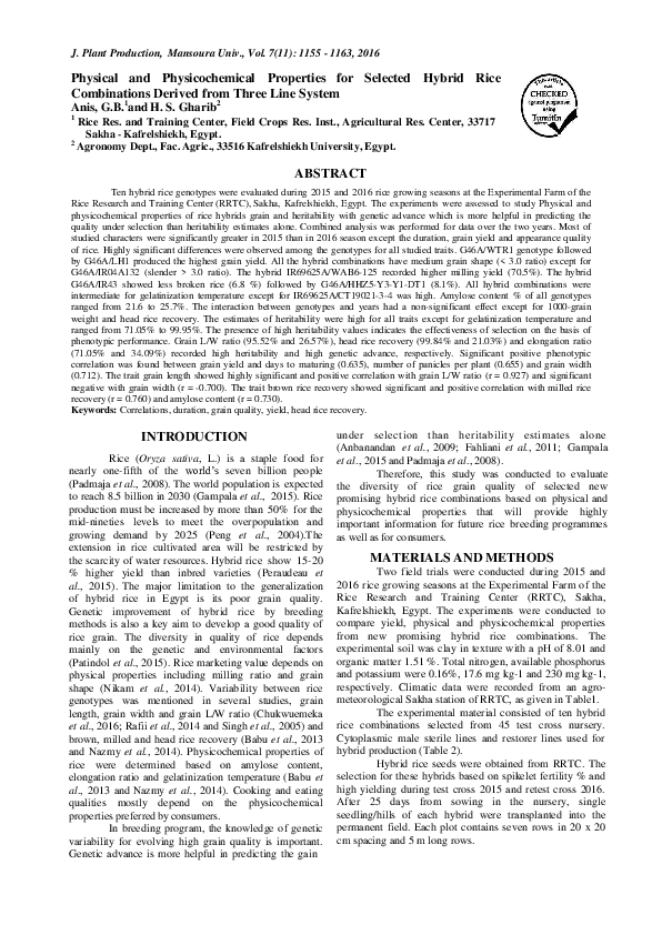 (PDF) Physical and Physicochemical Properties for Selected Hybrid Rice ...