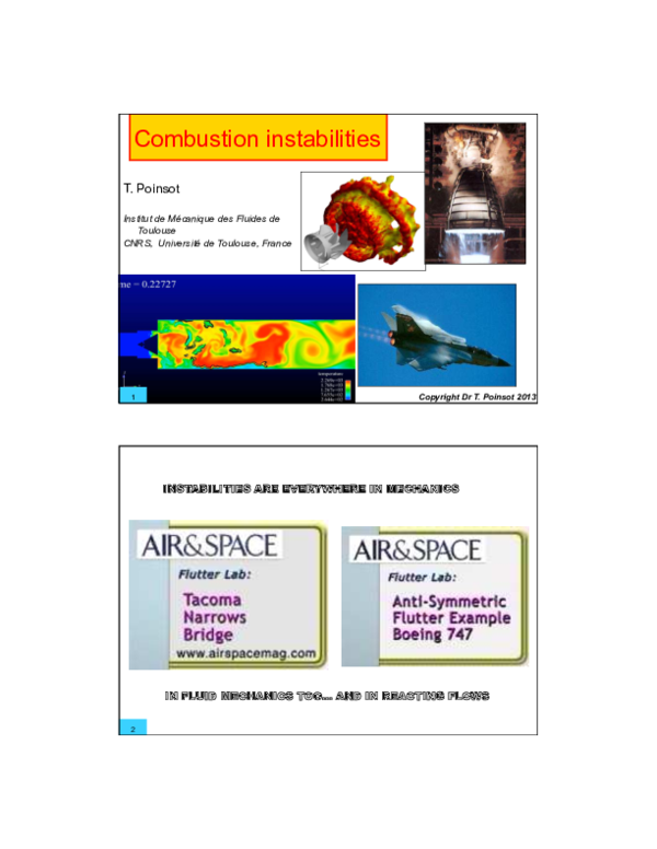 (PDF) Combustion instabilities INSTABILITIES ARE EVERYWHERE IN ...