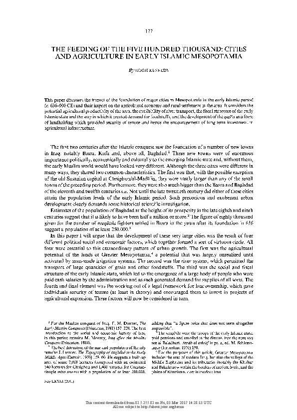 (PDF) “The Feeding of the Five Hundred Thousand: cities and agriculture ...