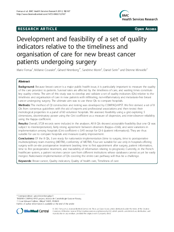 (PDF) Developing and measuring a set of process and outcome indicators ...