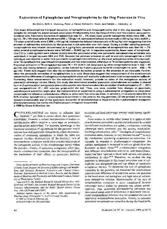(PDF) Extraction of epinephrine and norepinephrine by the dog pancreas ...