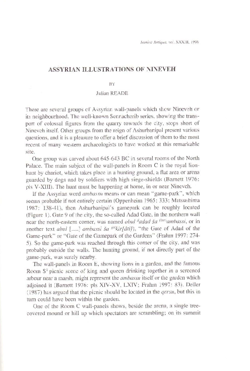 (PDF) 1998. Assyrian illustrations of Nineveh (Fs David Stronach)
