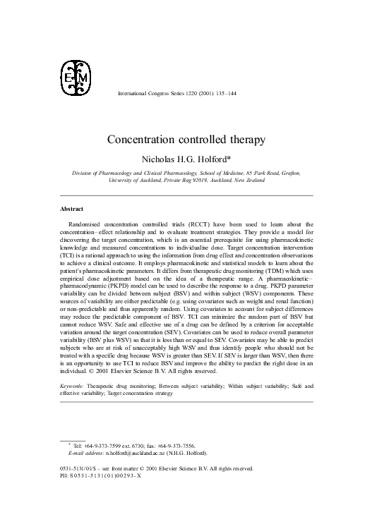 (PDF) Concentration controlled therapy