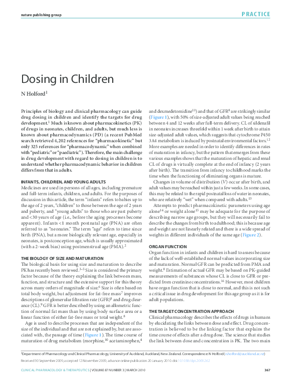 (PDF) Dosing in children