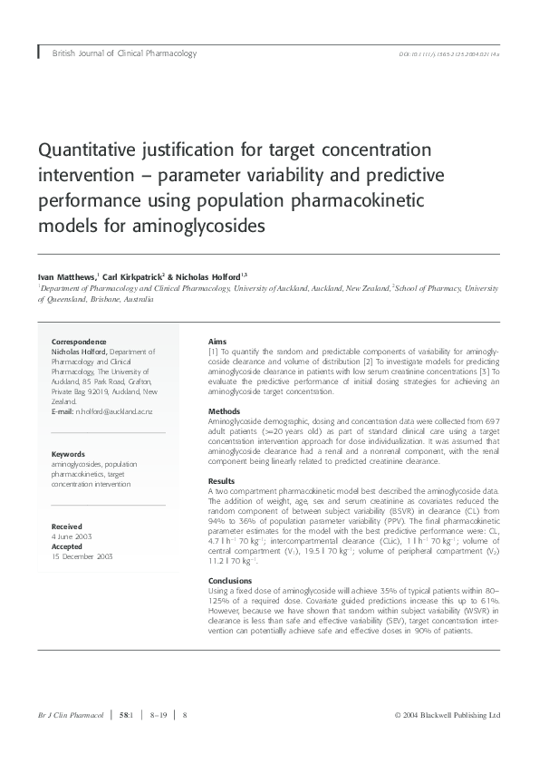 (PDF) Quantitative justification for target concentration intervention ...